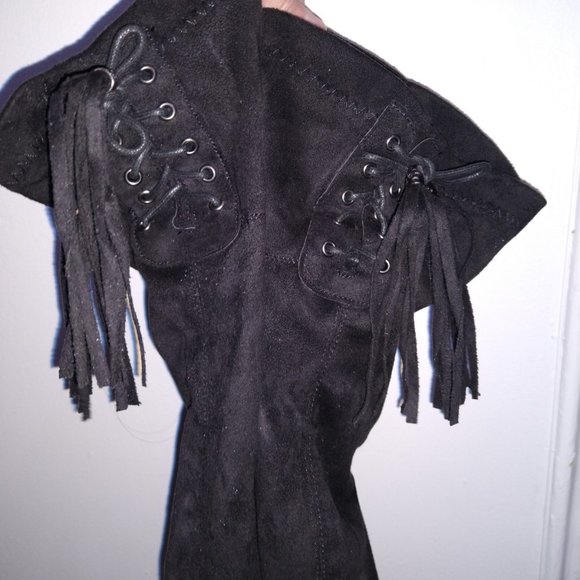 Krush | Shoes | Asos Krush Women Over Knee Black Faux Suede Boot Lace ...